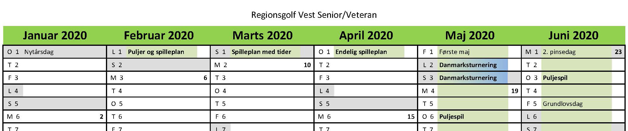 Kalender 2020 – RegionsGolf Danmark